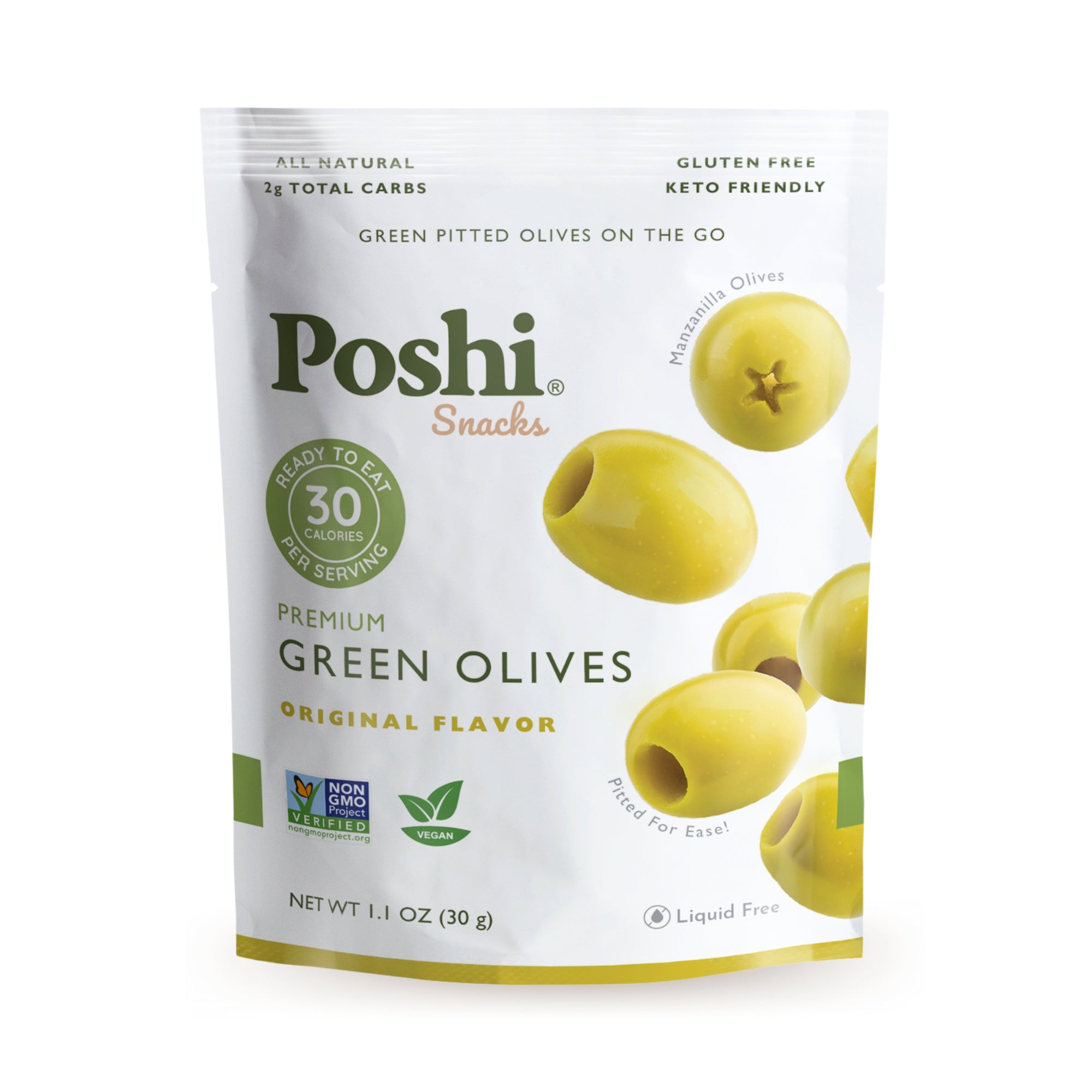 Poshi Green Pitted Olives Snack Pack On-The-Go | Original Flavor - 10 ...