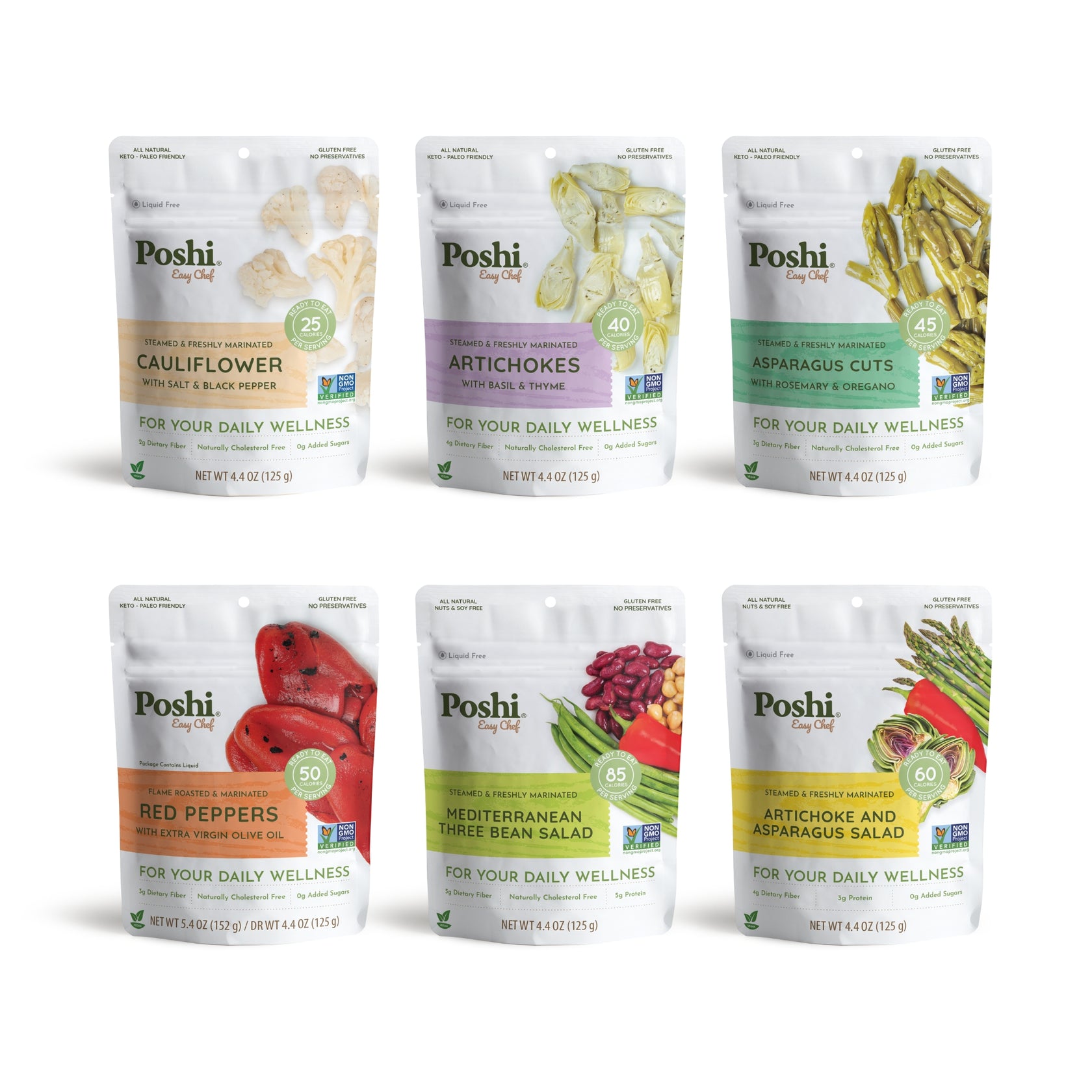Poshi Easy Chef Sampler Variety Pack - 6 Pack (4.4 OZ - 5.4OZ Pouches ...