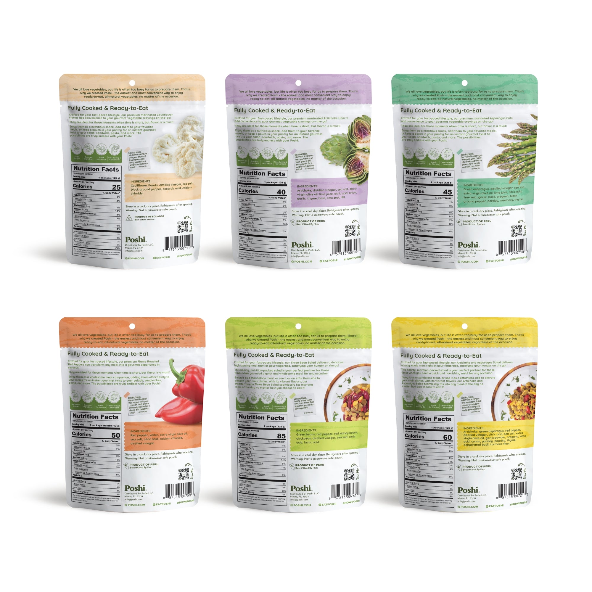 Poshi Easy Chef Sampler Variety Pack - 6 Pack (4.4 OZ - 5.4OZ Pouches ...