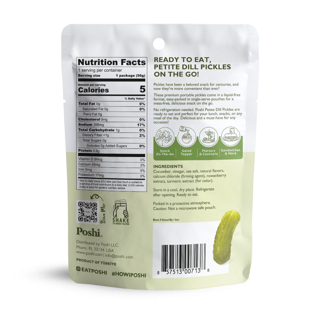 Petite Dill Pickles - 10 Snack Packs (2 OZ/Pouch) – 🌱 Poshi