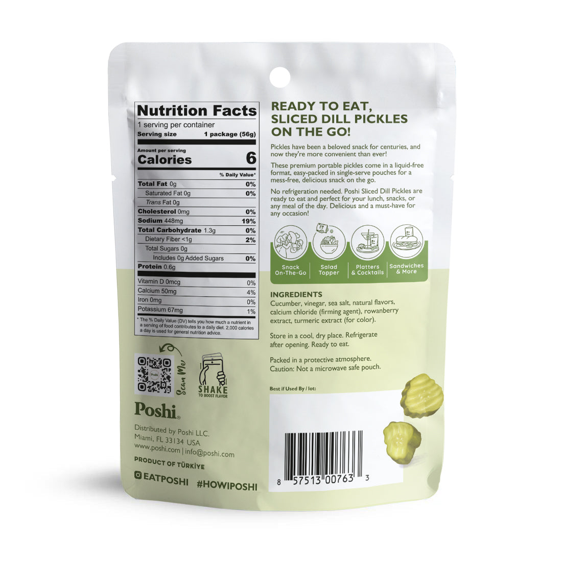 Sliced Dill Pickles - 10 Snack Packs (2 OZ/Pouch) – 🌱 Poshi