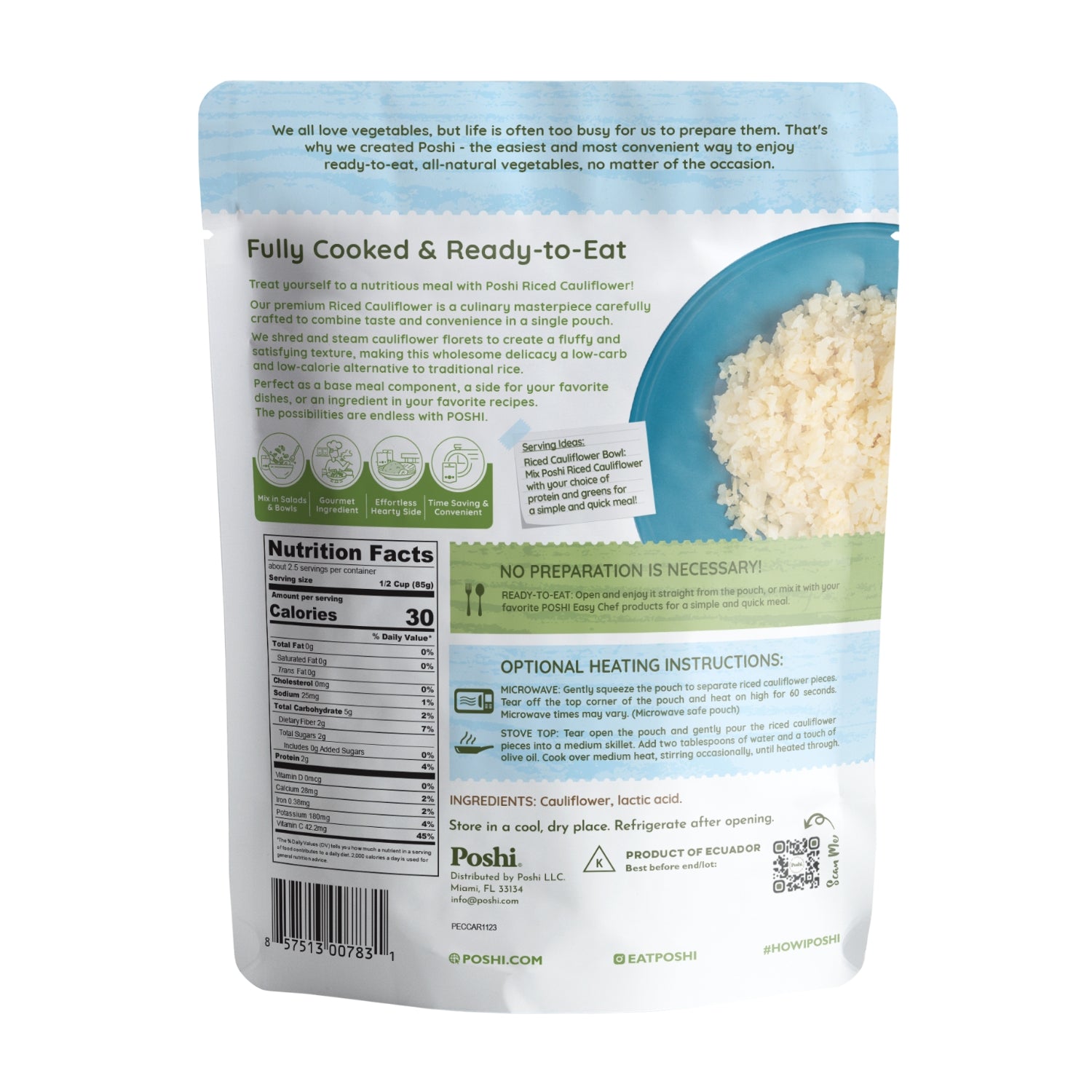 Poshi Riced Cauliflower | Easy Chef - 10 Pack (7 OZ/Pouch) – 🌱 Poshi